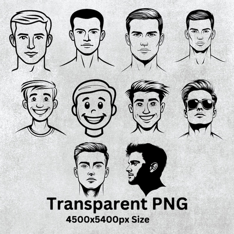 Man Face Svg Bundle, Man Face Silhouette, Man Face Clipart, Man Face ...