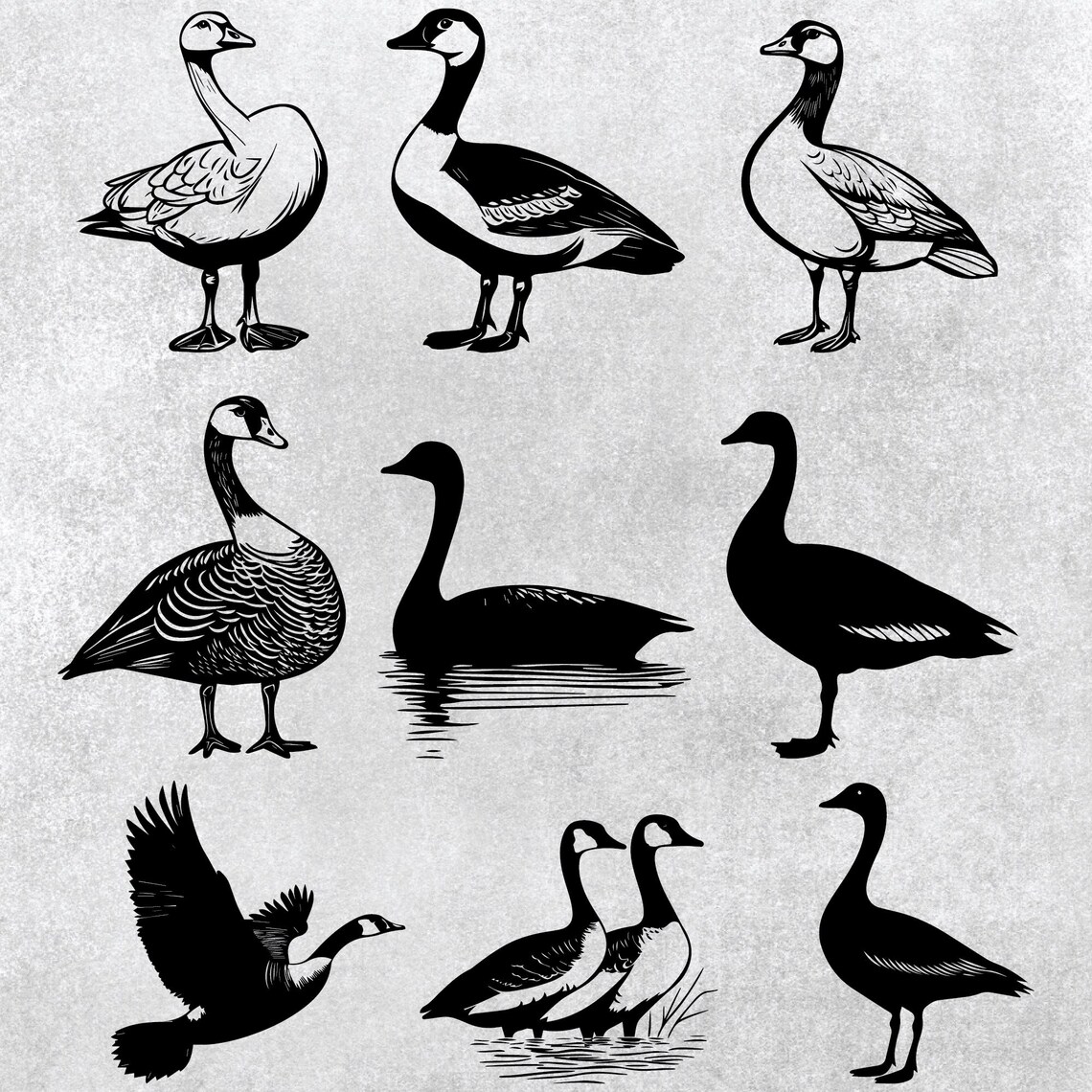 Canadian Goose Silhouette Bundle Svg, Canadian Goose Svg Vector Set ...