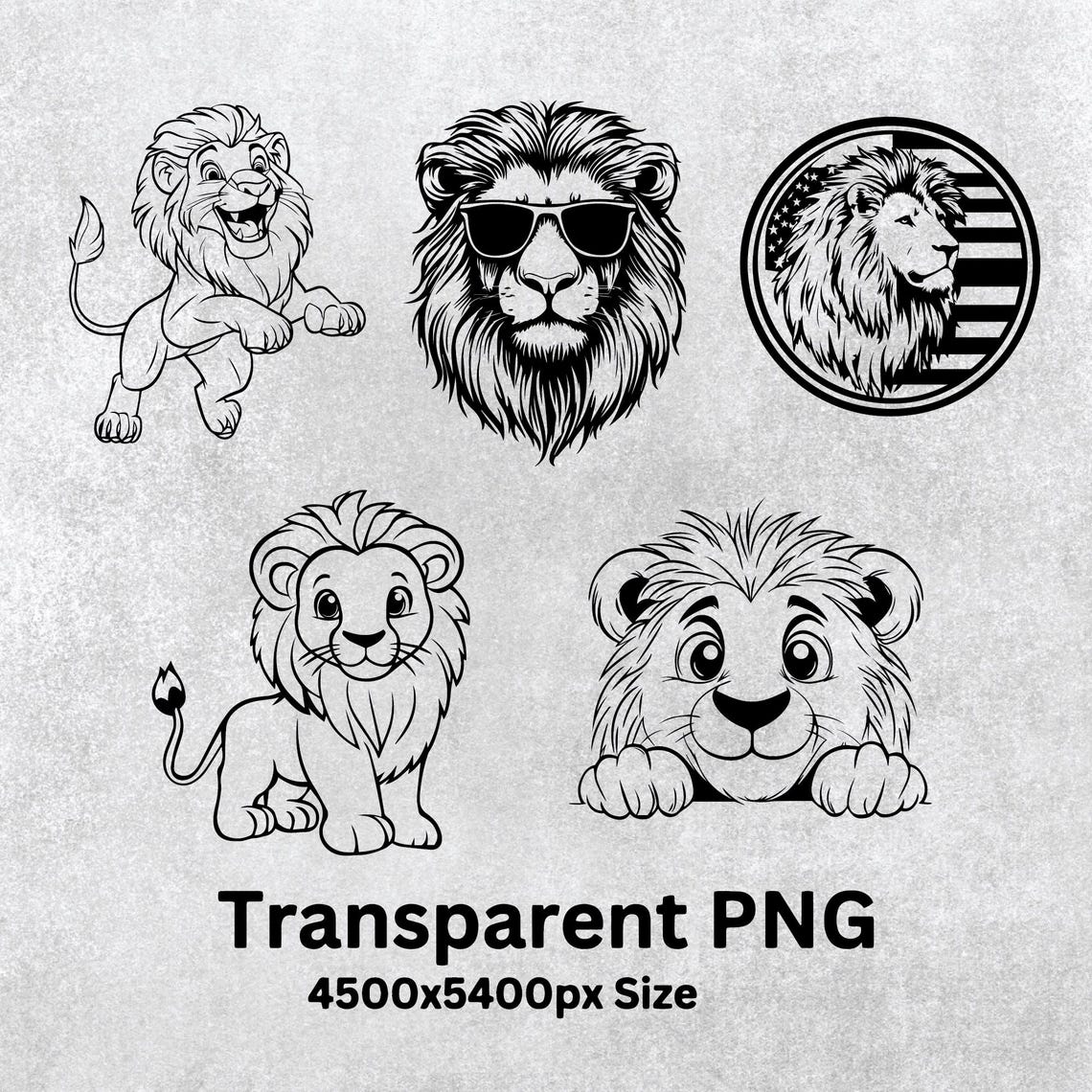 Lion Svg Bundle, Lion Silhouette Set, Lion Clipart, Lion Decal, Lion ...