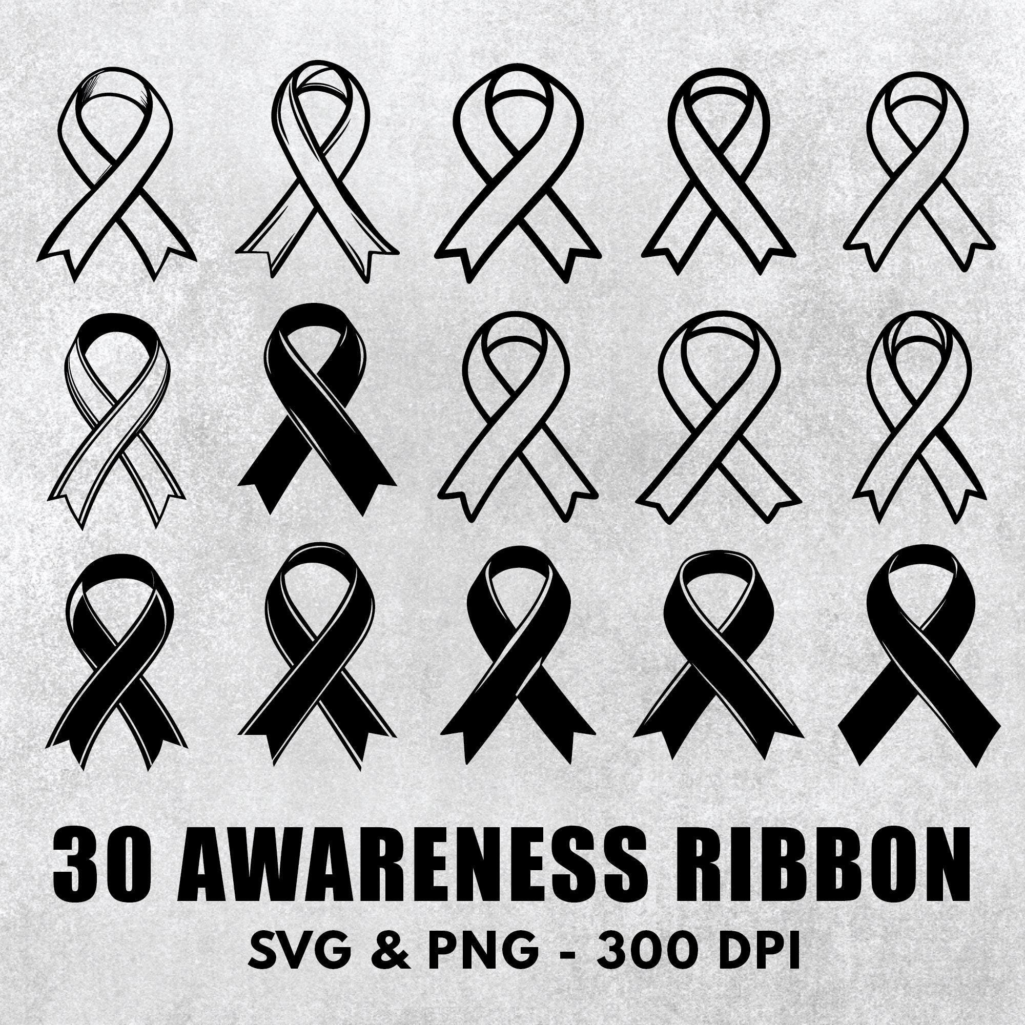 Awareness Ribbon Silhouette Bundle, Awareness Ribbon Vector, Awareness ...