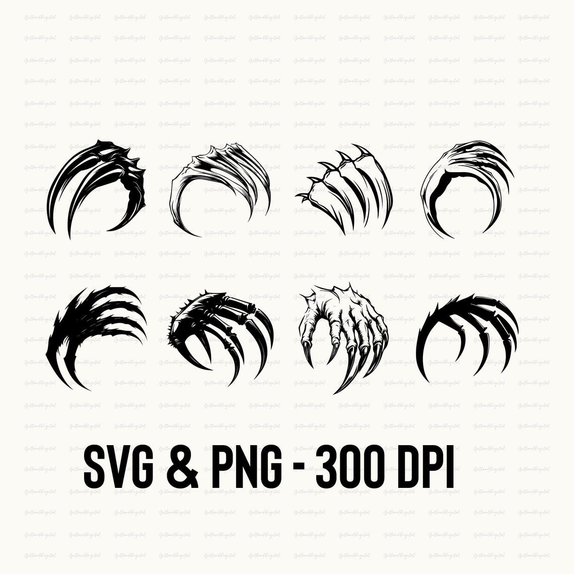 Claw Silhouette Bundle Svg, Claw Svg Vector Set, Claw Clipart Png, Claw ...