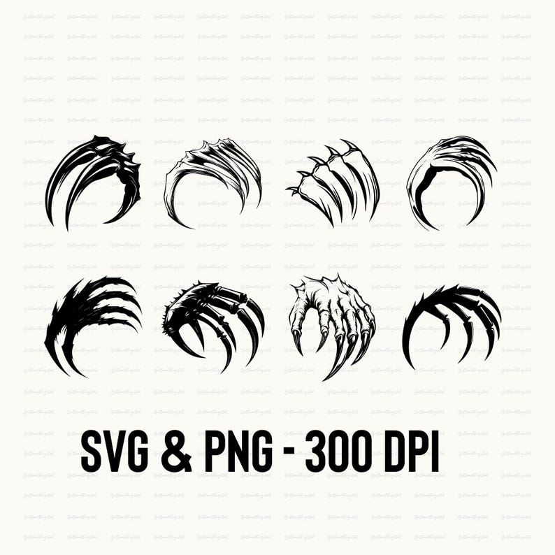 Claw Silhouette Bundle Svg, Claw Svg Vector Set, Claw Clipart Png, Claw ...