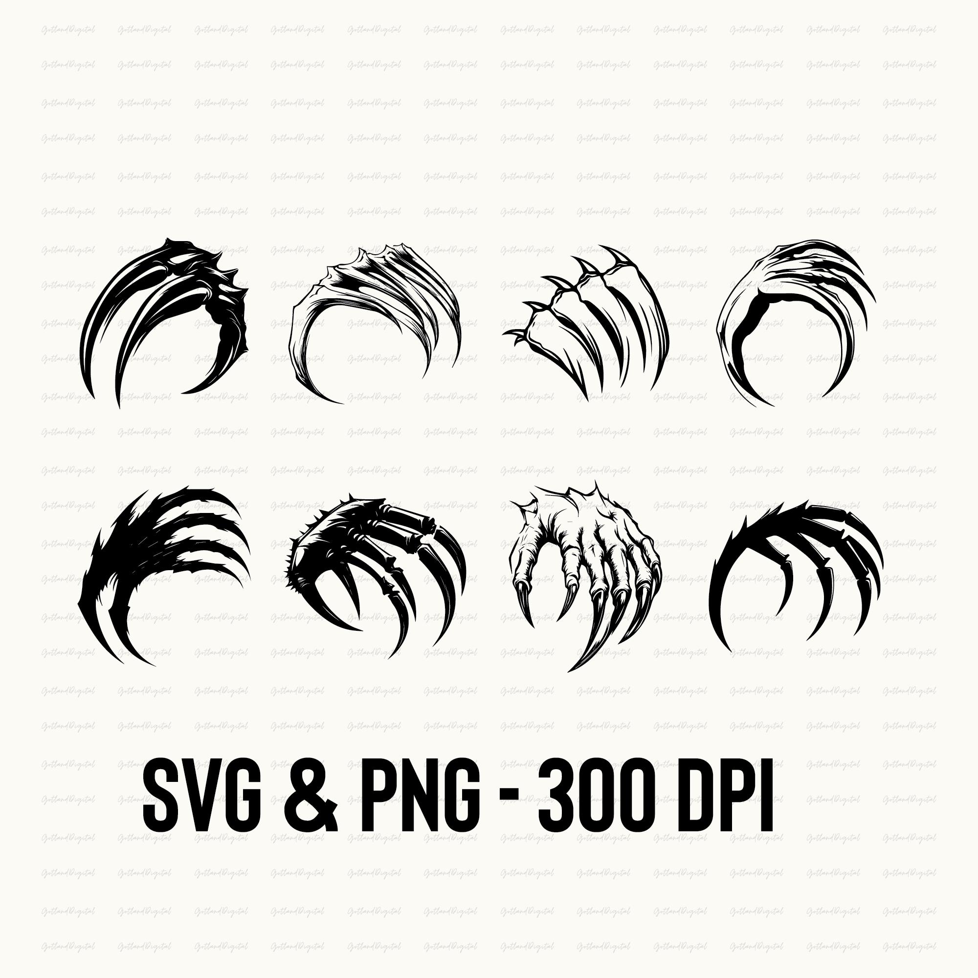 Claw Silhouette Bundle Svg, Claw Svg Vector Set, Claw Clipart Png, Claw ...