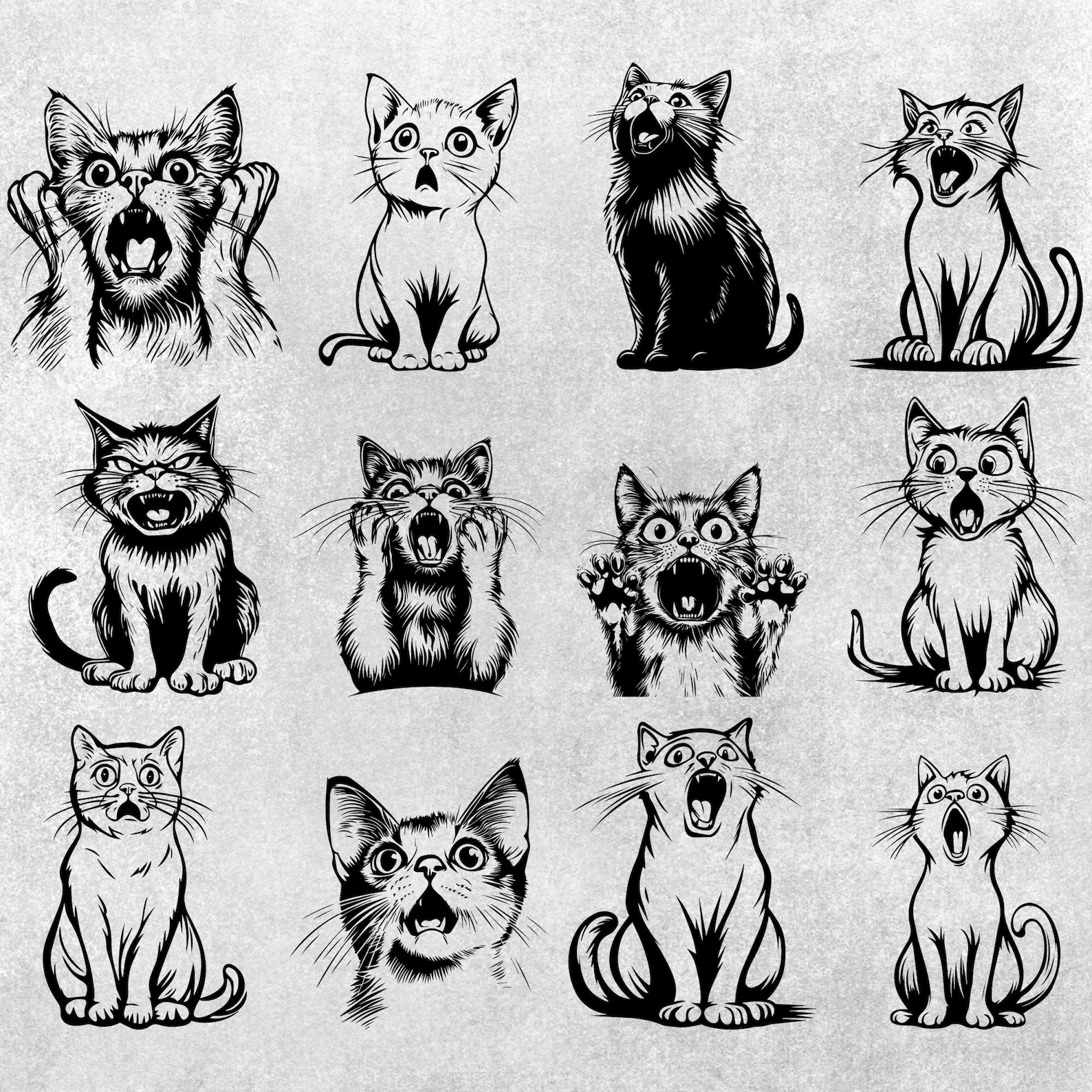 Scared Cat Svg Bundle, Scared Cat Vector Set, Scared Cat Clipart ...