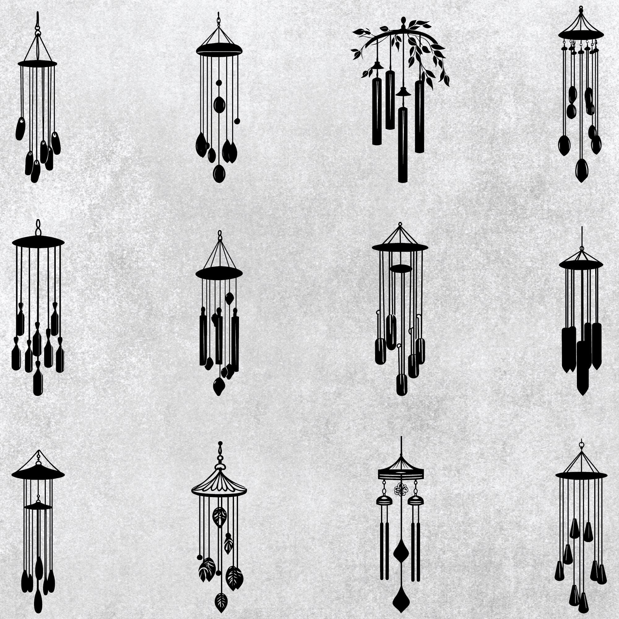 Wind Chime Svg Bundle, Wind Chime Silhouette Png Set, Wind Chime ...