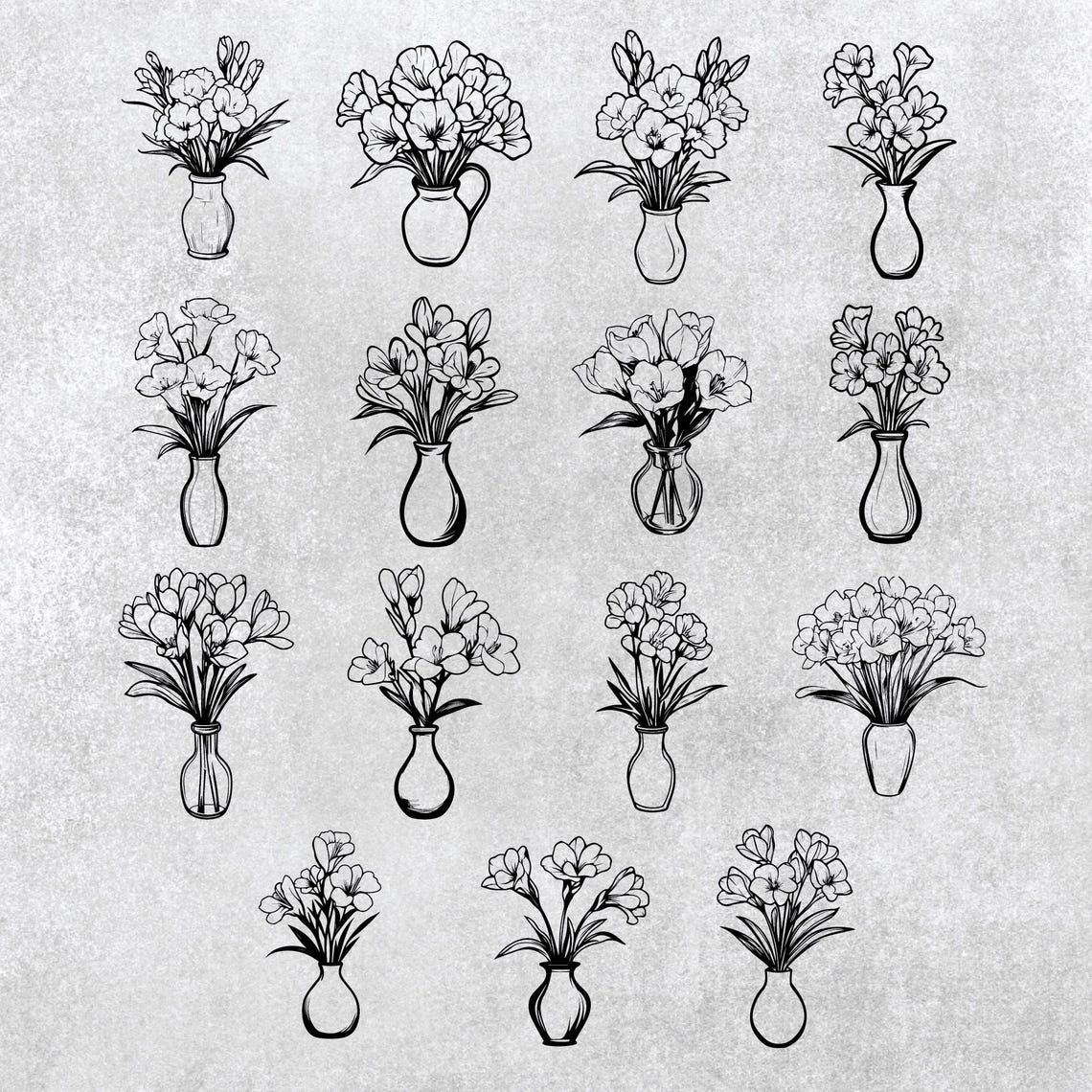 Freesia Svg Bundle, Freesia Svg Vector Set, Freesia Clipart, Freesia ...