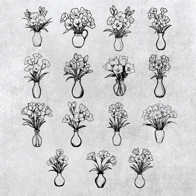 Freesia Svg Bundle, Freesia Svg Vector Set, Freesia Clipart, Freesia ...