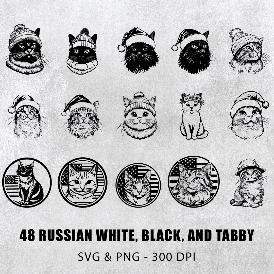 Russian White, Black, and Tabby Svg Png, Russian White, Black, and ...