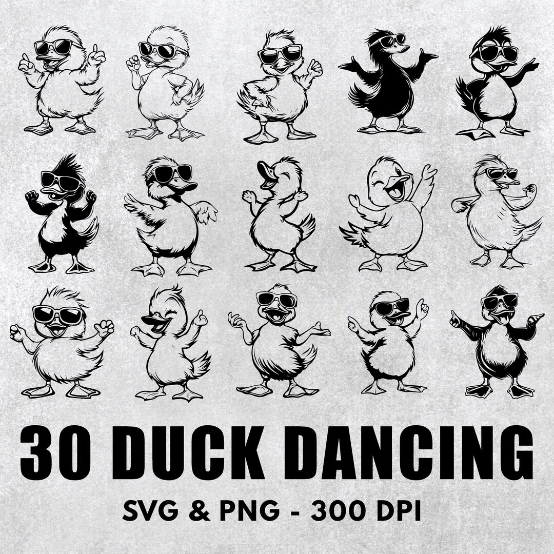 Dancing Duck SVG Bundle: Clipart Silhouette Designs (PNG, SVG) - Etsy