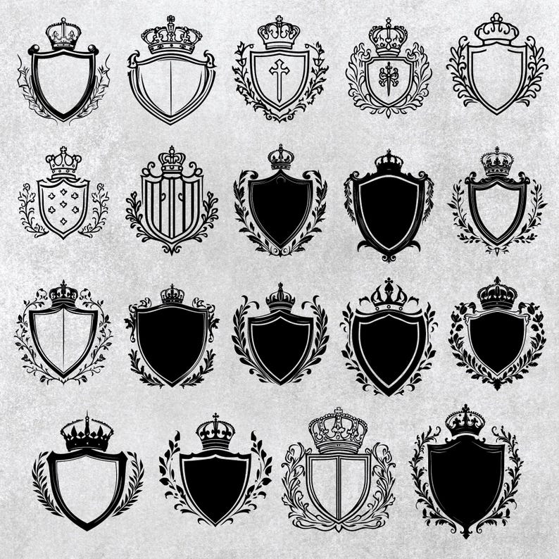 Royal Shield SVG Bundle: Vector Clipart Decal (PNG, SVG) - Etsy