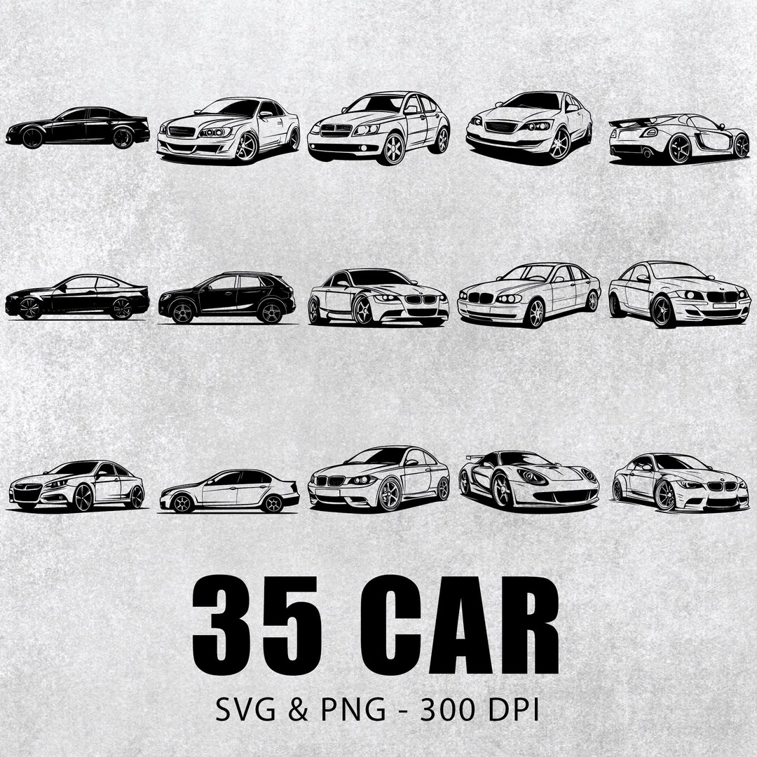 Car Silhouette SVG Bundle: Auto Clipart, Decal Designs (PNG, SVG) - Etsy