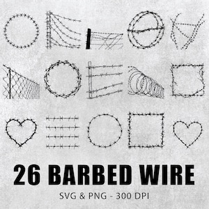 Barbed Wire Svg Bundle, Barbed Wire Silhouette Set, Barbed Wire Clipart ...