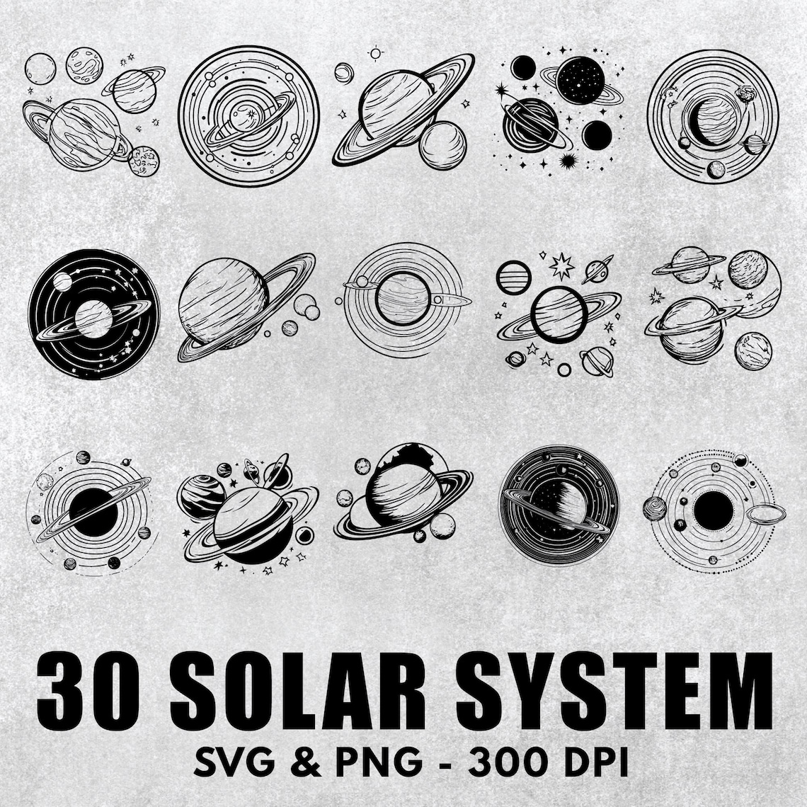 Solar System Svg Bundle, Solar System Silhouette, Solar System Clipart ...