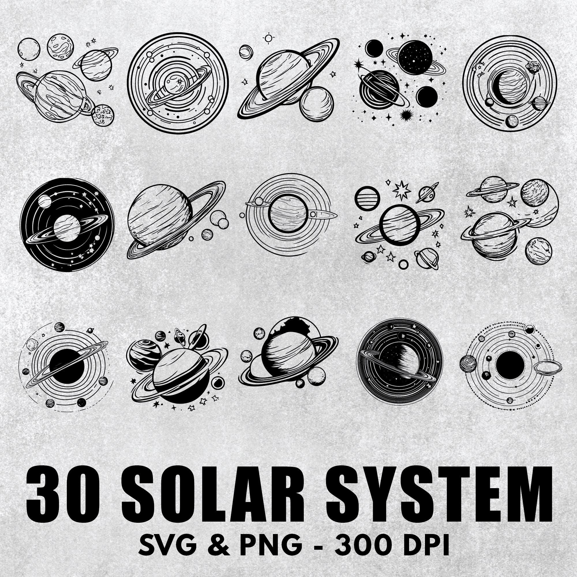 Solar System Svg Bundle, Solar System Silhouette, Solar System Clipart ...