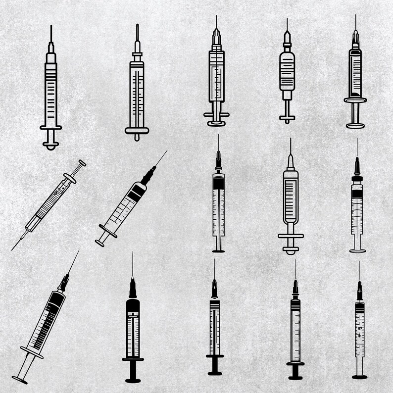 Syringe SVG Bundle: Clipart Silhouette Decal Files for Cricut - Etsy