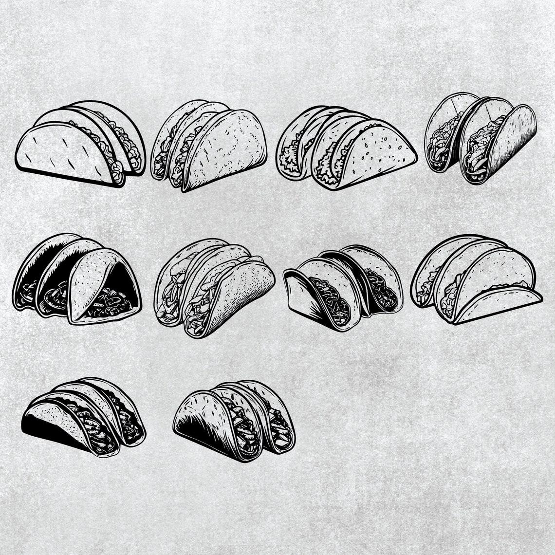 Tacos Svg Bundle, Tacos Silhouette, Tacos Clipart Vector, Tacos Decal ...