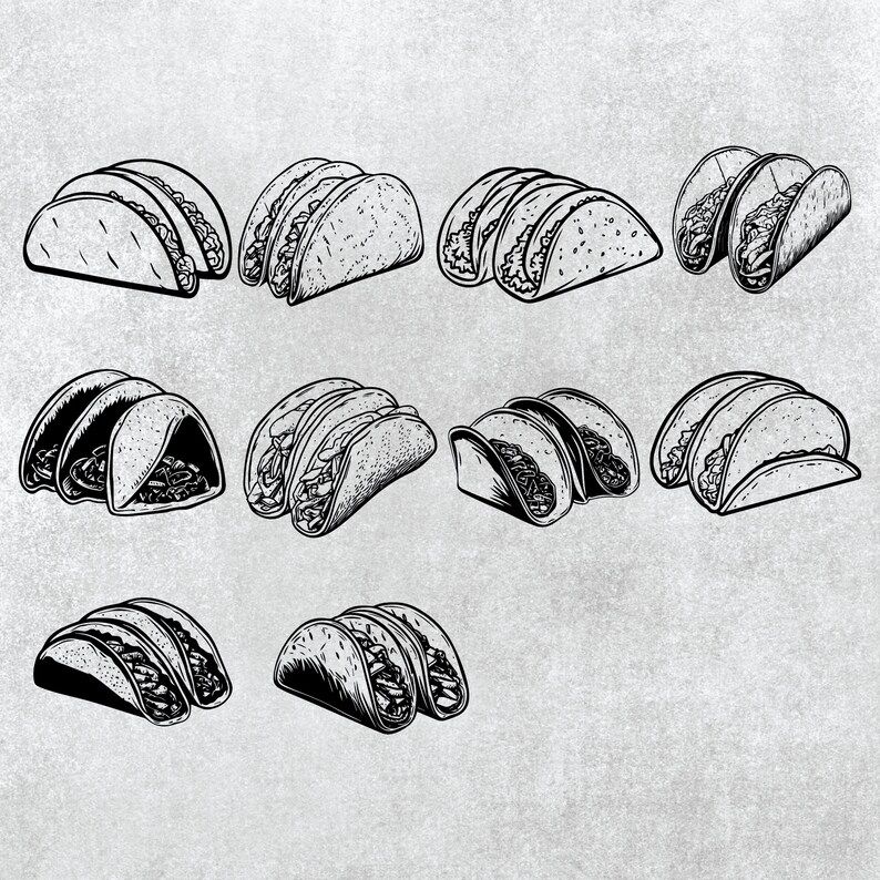 Tacos Svg Bundle, Tacos Silhouette, Tacos Clipart Vector, Tacos Decal ...