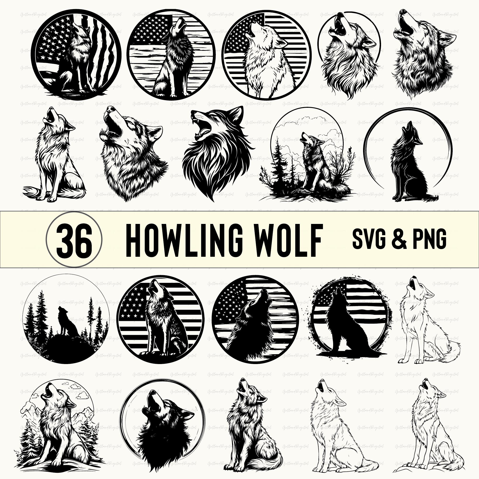 Howling Wolf Svg Bundle, Howling Wolf Silhouette, Howling Wolf Clipart ...