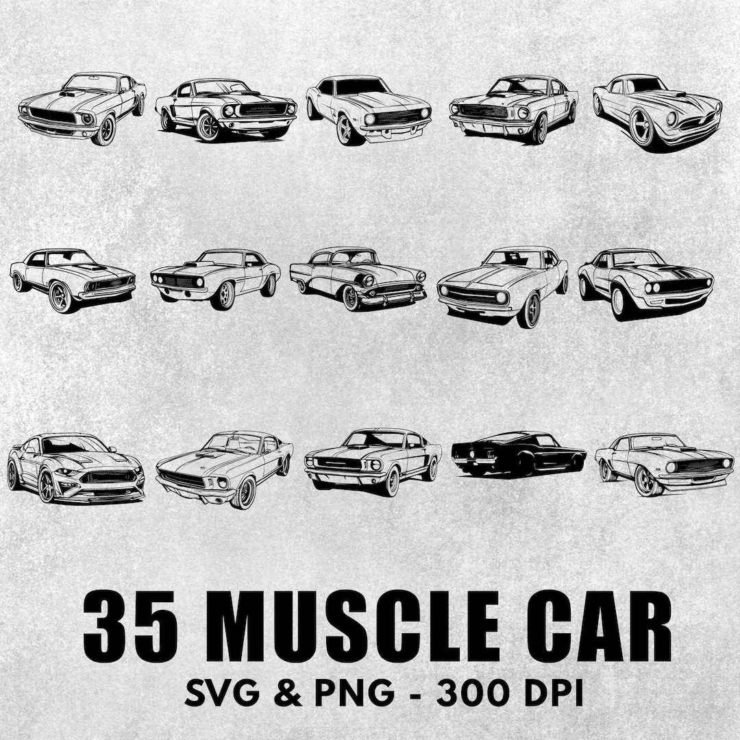 Muscle Car Svg Bundle, Muscle Car Silhouette Png, Muscle Car Clipart ...