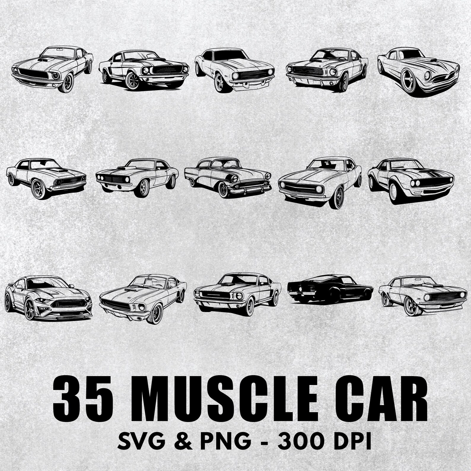 Muscle Car SVG Bundle: Silhouette Clipart, Decal Files (PNG, SVG) - Etsy