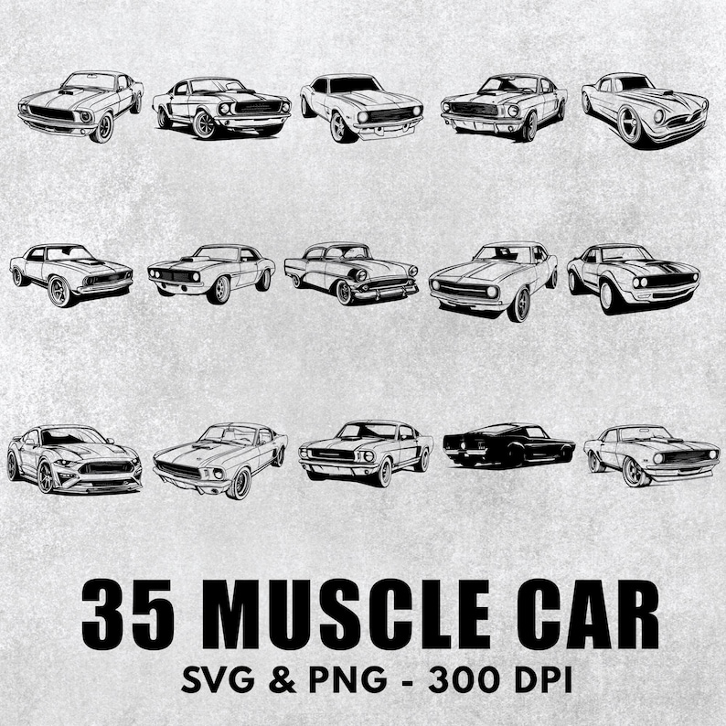 Muscle Car Svg Bundle, Muscle Car Silhouette Png, Muscle Car Clipart ...