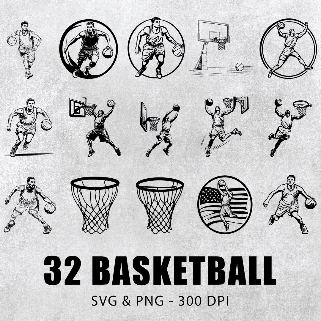 Basketball SVG PNG Bundle: Clipart Silhouette Designs (cut Files) - Etsy