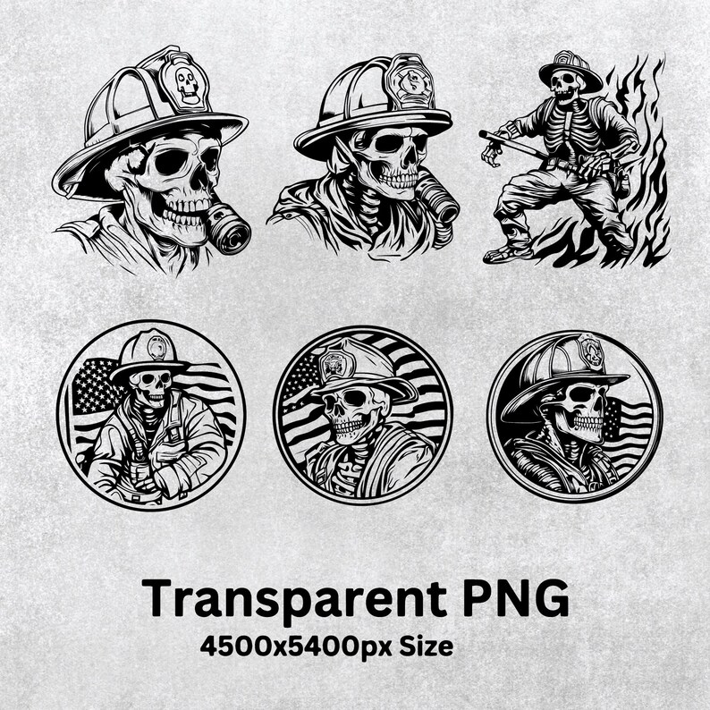 Skeleton Firefighter SVG Bundle: Clipart, Silhouette, Vector (PNG, SVG ...