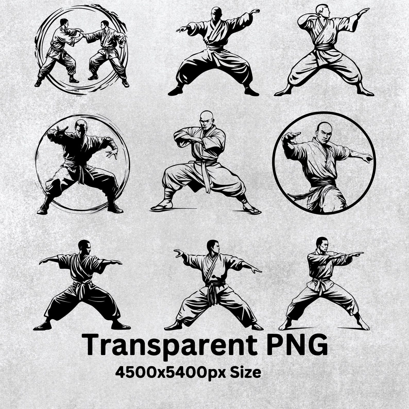 Kung Fu Silhouette SVG PNG Bundle: Martial Arts Clipart (digital ...