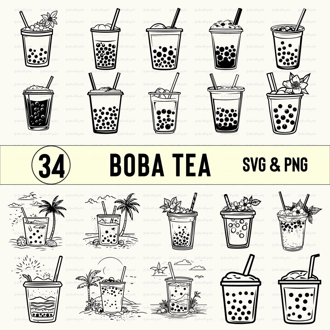 Boba Tea Svg Png Bundle, Boba Tea Clipart, Boba Tea Silhouette, Boba ...