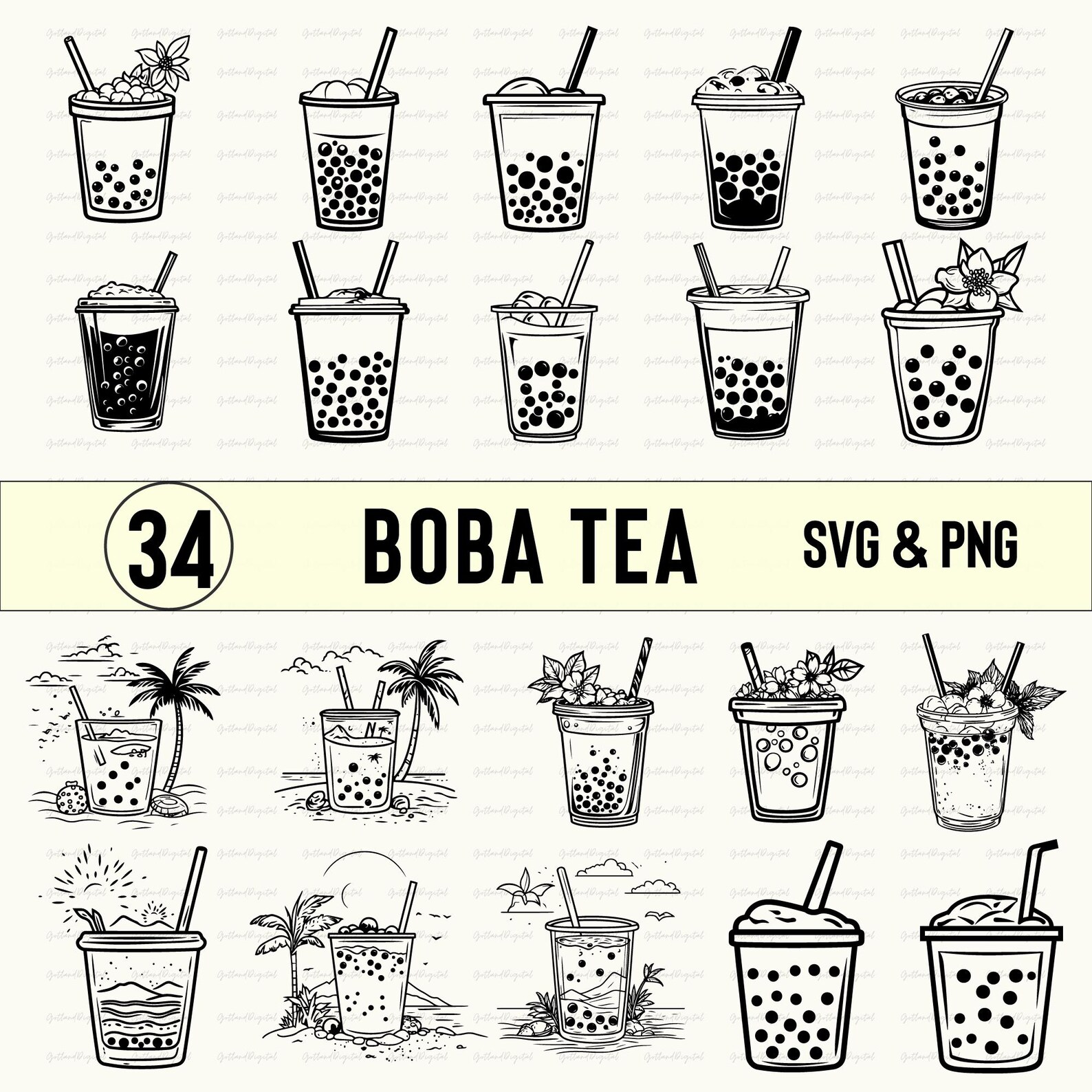 Boba Tea Svg Png Bundle, Boba Tea Clipart, Boba Tea Silhouette, Boba Tea Vector, Outline, Design ...