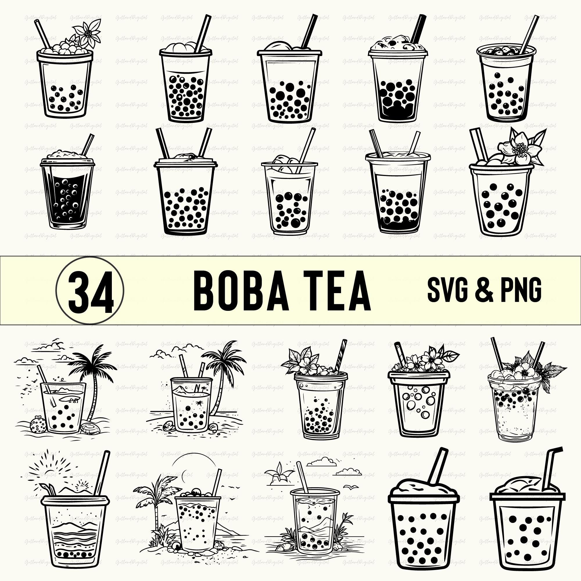 Boba Tea Svg Png Bundle, Boba Tea Clipart, Boba Tea Silhouette, Boba ...
