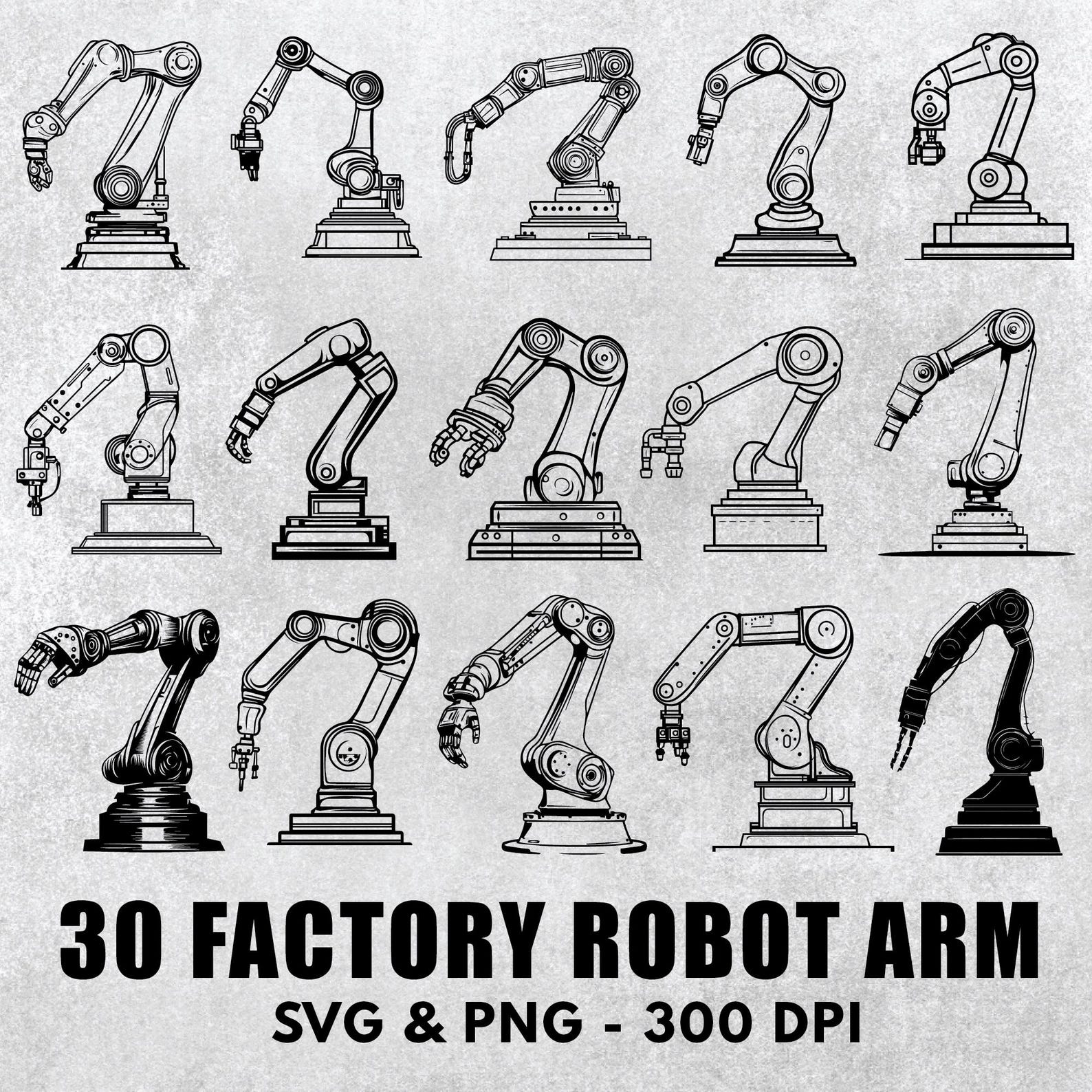 Factory Robot Arm Svg Bundle, Factory Robot Arm Silhouette, Factory ...