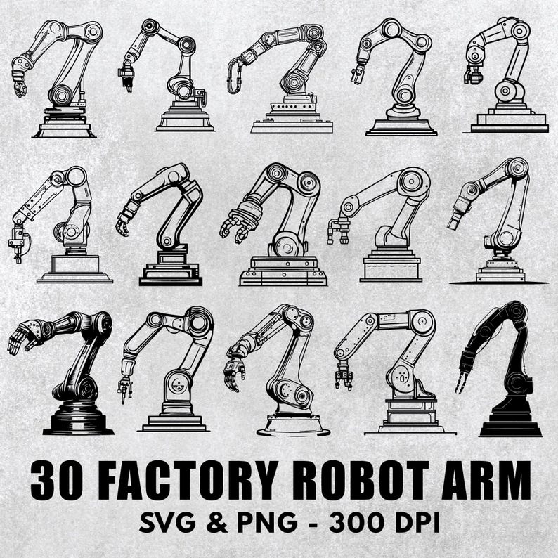 Factory Robot Arm Svg Bundle, Factory Robot Arm Silhouette, Factory ...