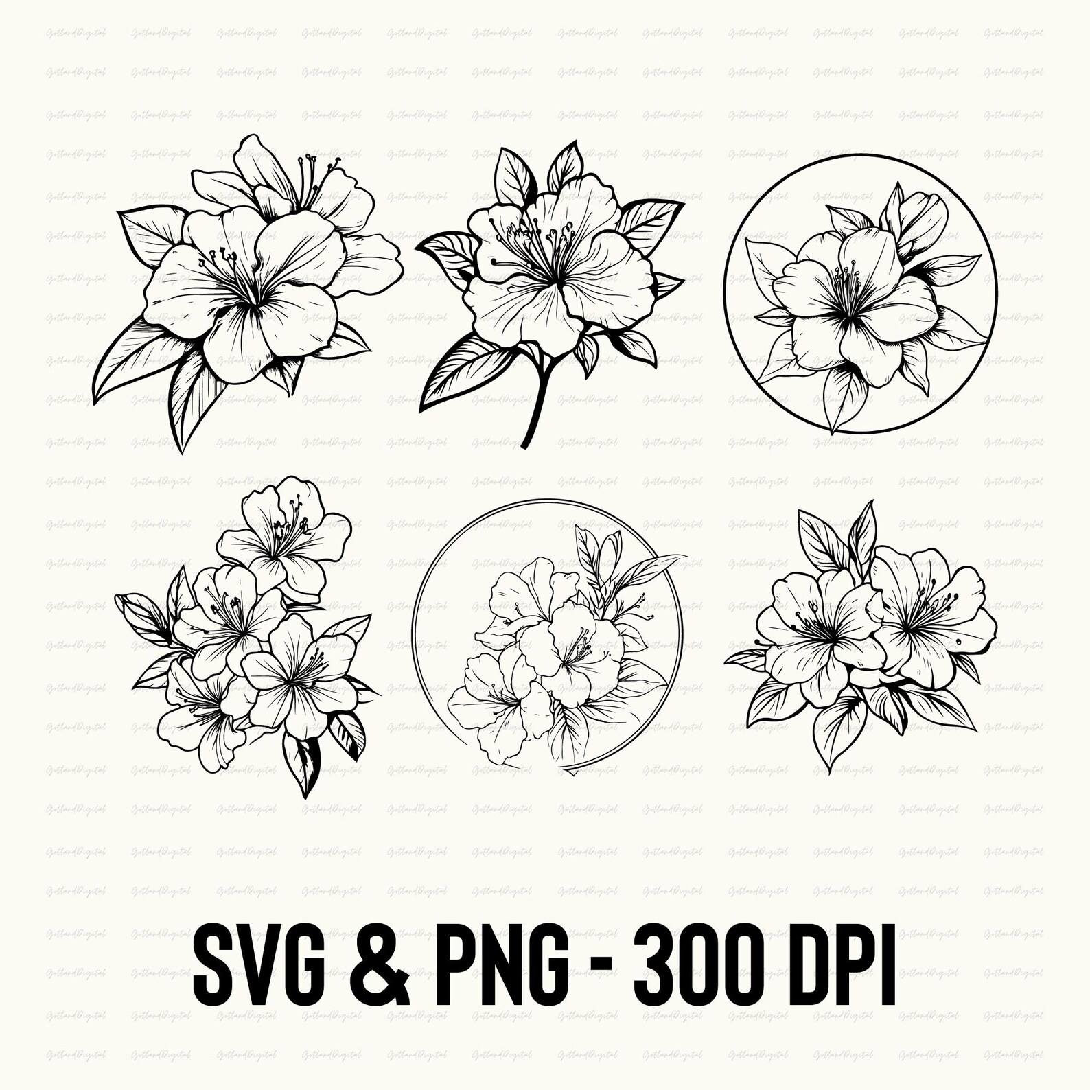 Azalea Flower Svg Png Bundle, Azalea Flower Clipart, Azalea Flower ...