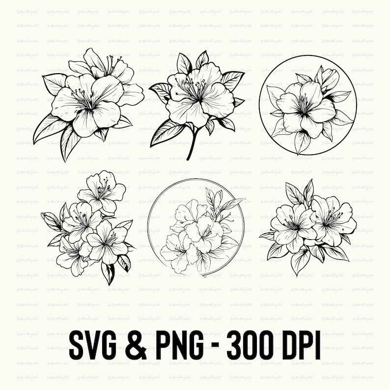 Azalea Flower Svg Png Bundle, Azalea Flower Clipart, Azalea Flower ...