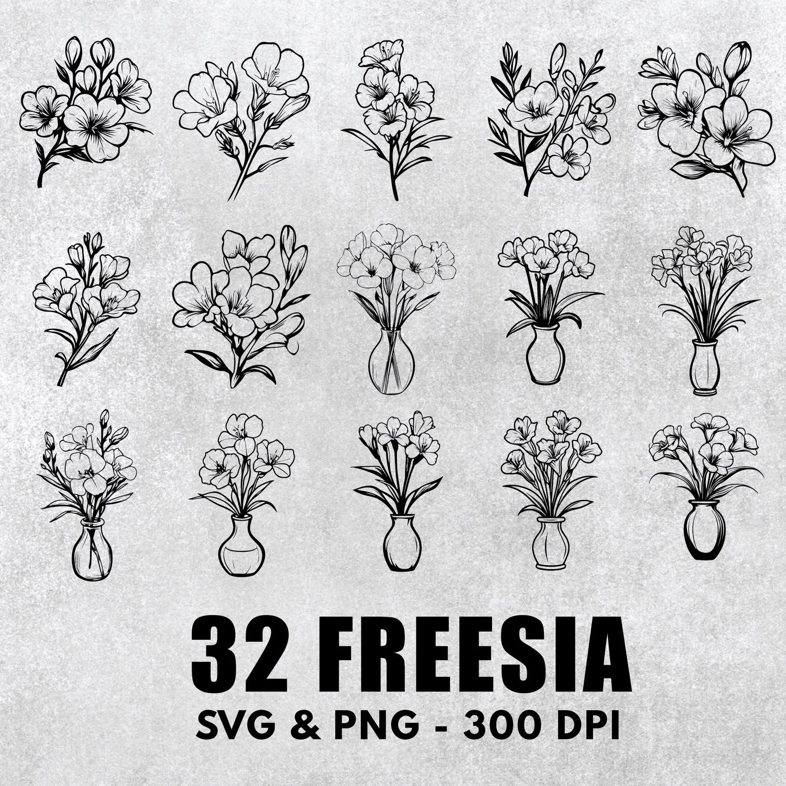Freesia Svg Bundle, Freesia Svg Vector Set, Freesia Clipart, Freesia ...