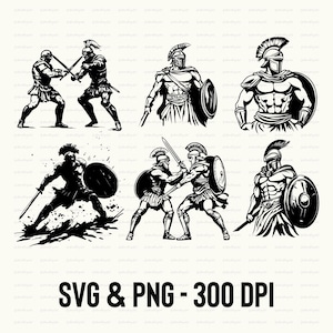 Gladiator Silhouette: Vector Cut Files, Clipart (SVG, PNG) - Etsy