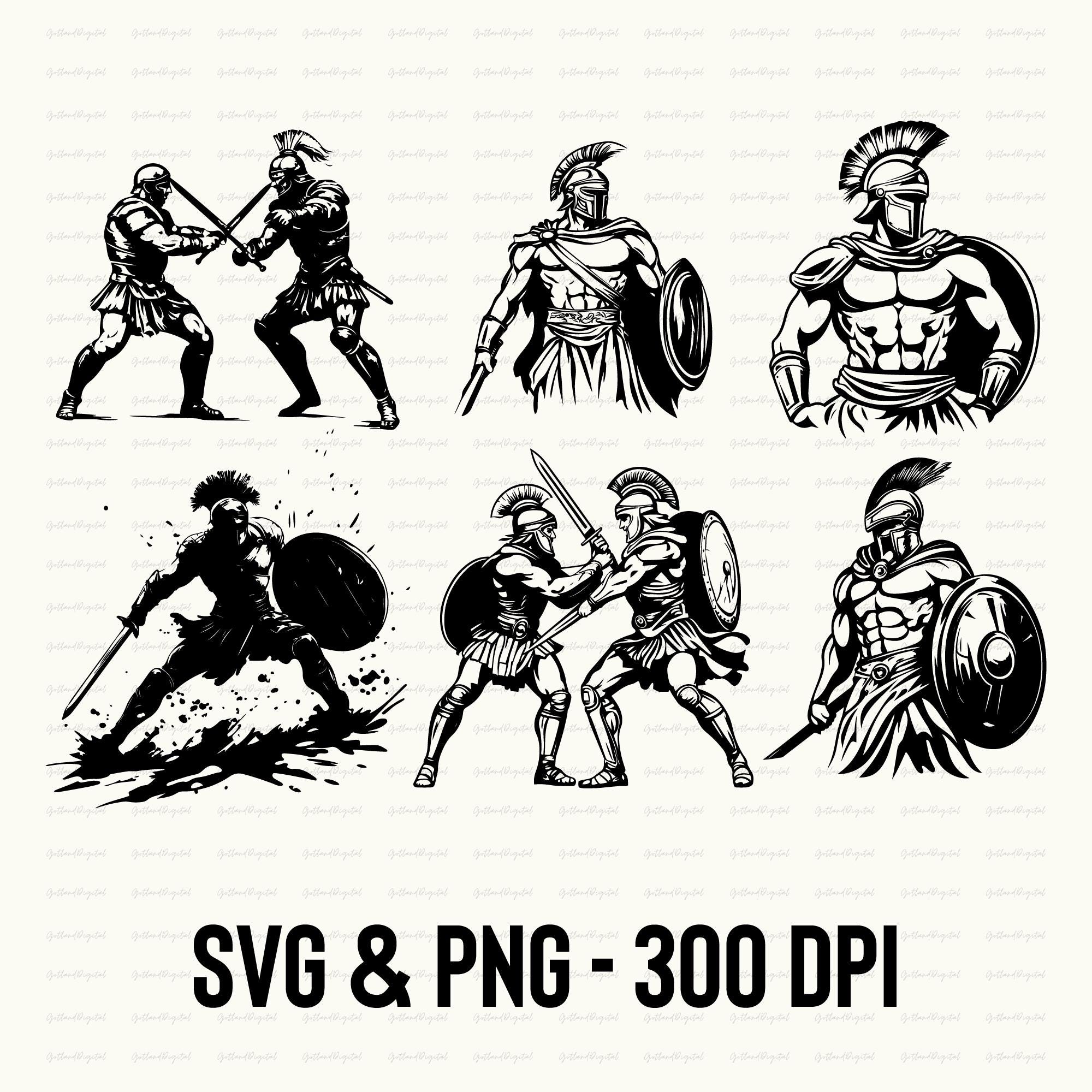 Gladiator Silhouette: Vector Cut Files, Clipart (SVG, PNG) - Etsy