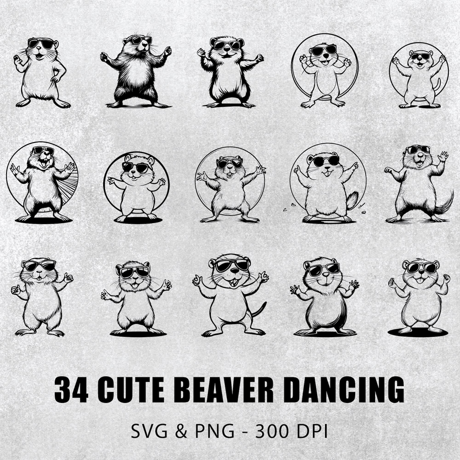 Cute Beaver Dancing Svg Png Bundle, Cute Beaver Dancing Silhouette ...