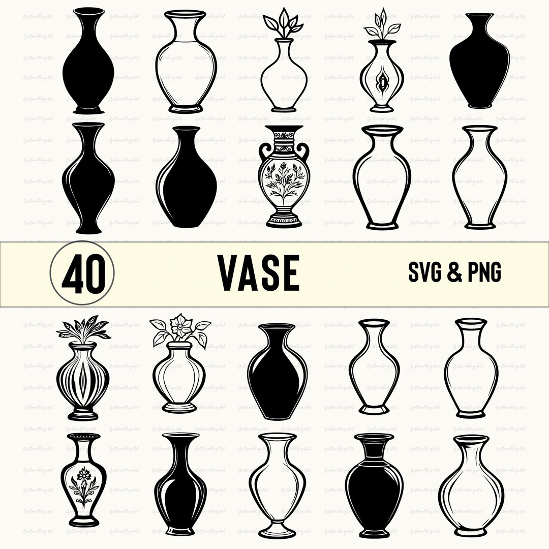 Vase Svg Bundle, Vase Silhouette, Vase Clipart, Vase Decal, Vase Gifts ...