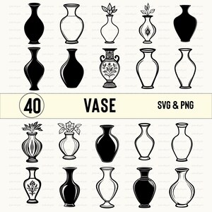 Vase SVG Bundle: Silhouette Clipart, Cricut Cut Files - Etsy