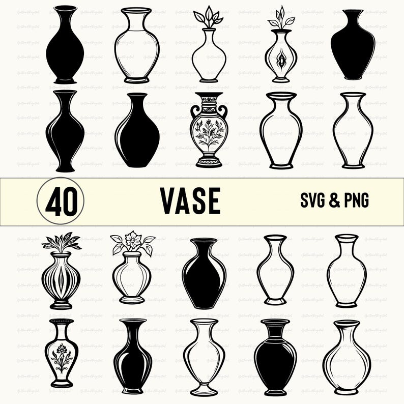 Vase Svg Bundle, Vase Silhouette, Vase Clipart, Vase Decal, Vase Gifts ...