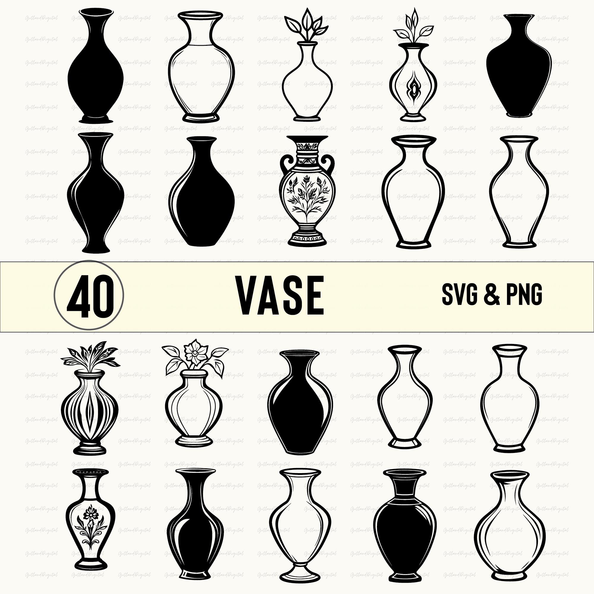 Vase Svg Bundle, Vase Silhouette, Vase Clipart, Vase Decal, Vase Gifts ...