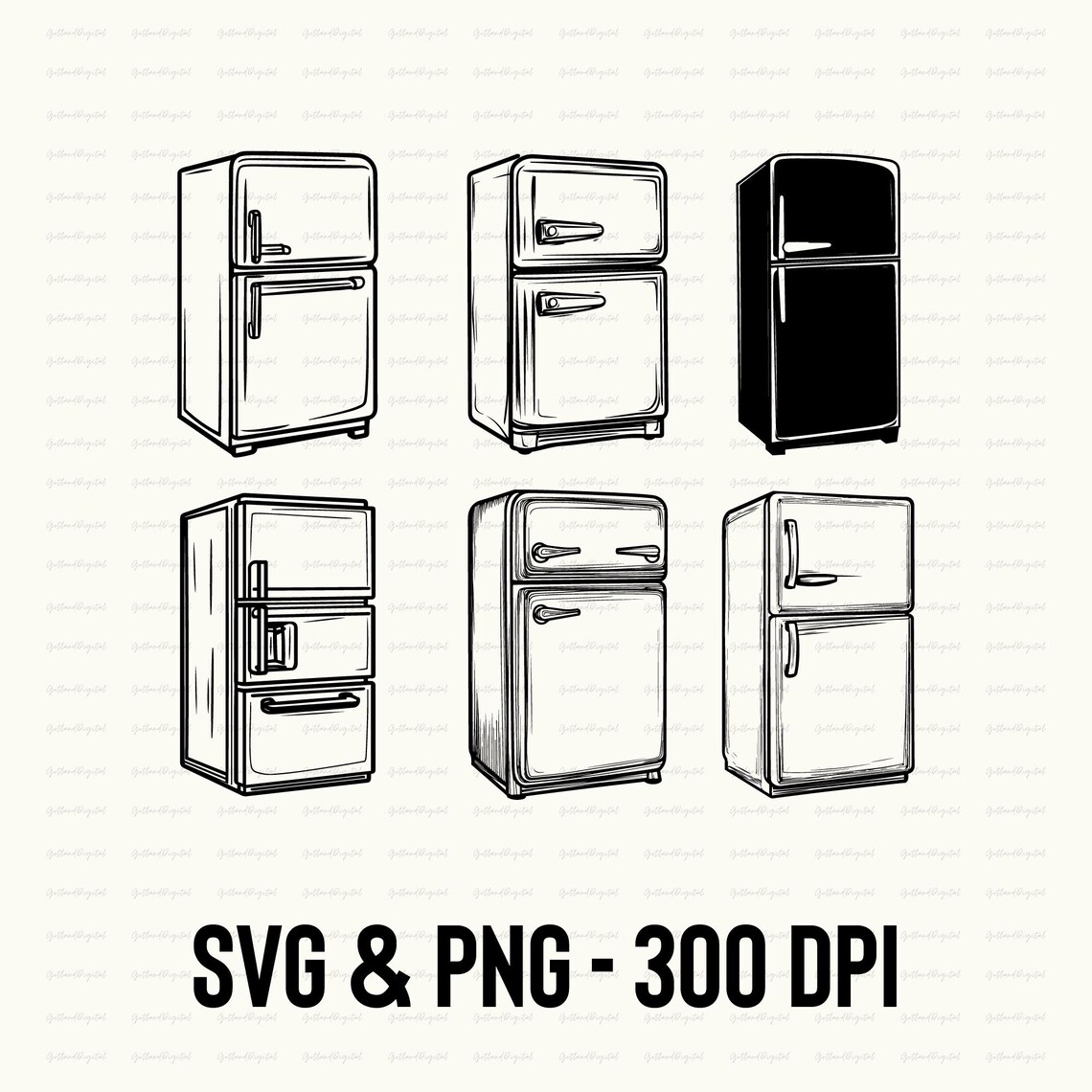 Refrigerator SVG Bundle: Clipart, Silhouette, Vector (PNG) - Etsy