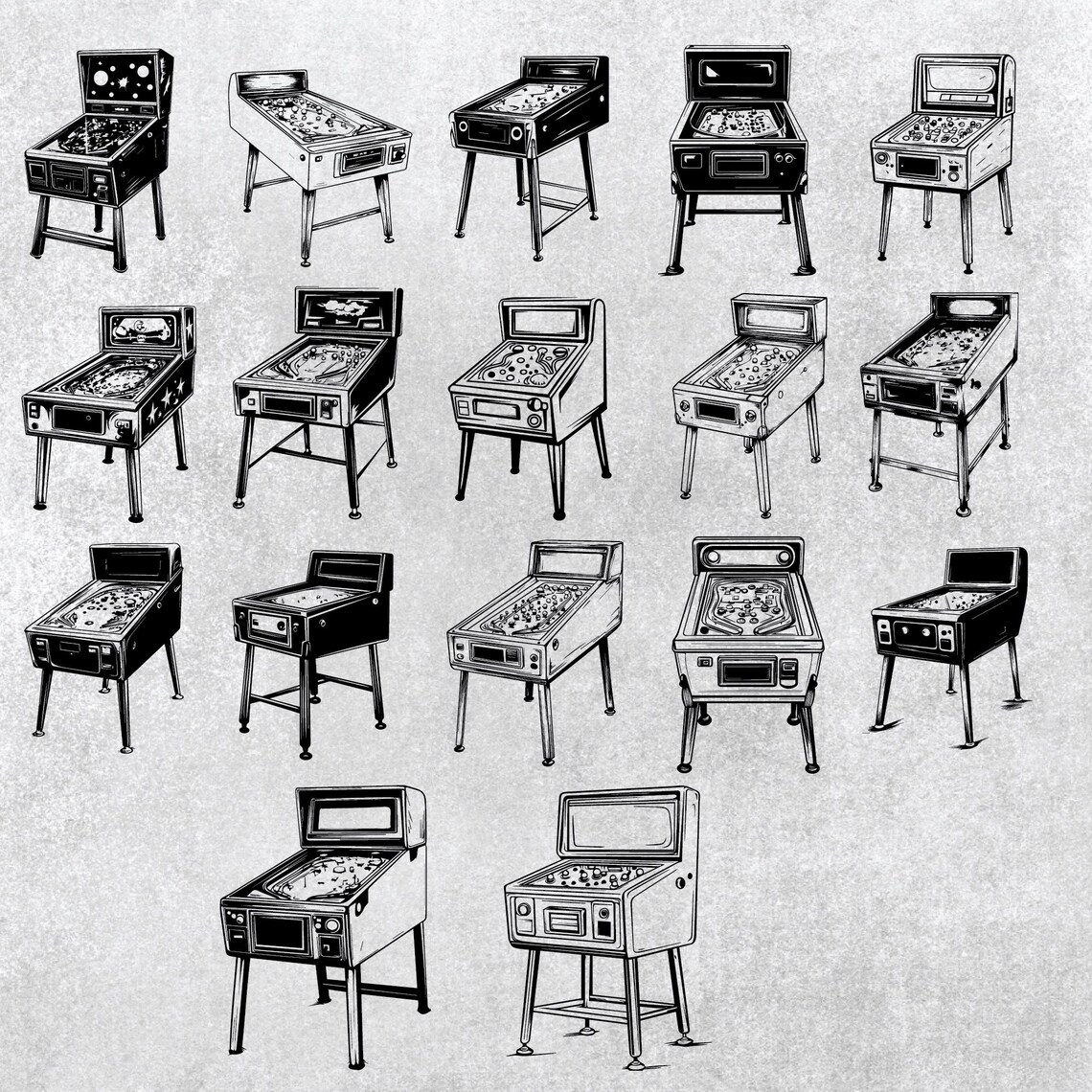 Pinball Machine Svg Bundle, Pinball Machine Silhouette Set, Pinball ...