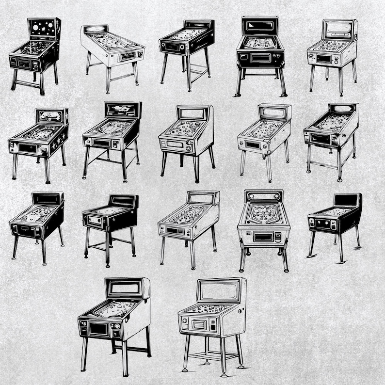 Pinball Machine Svg Bundle, Pinball Machine Silhouette Set, Pinball ...