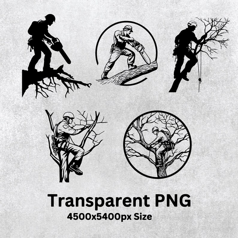 Arborist Silhouette SVG Bundle: Tree Climber Clipart (PNG, Cricut) - Etsy