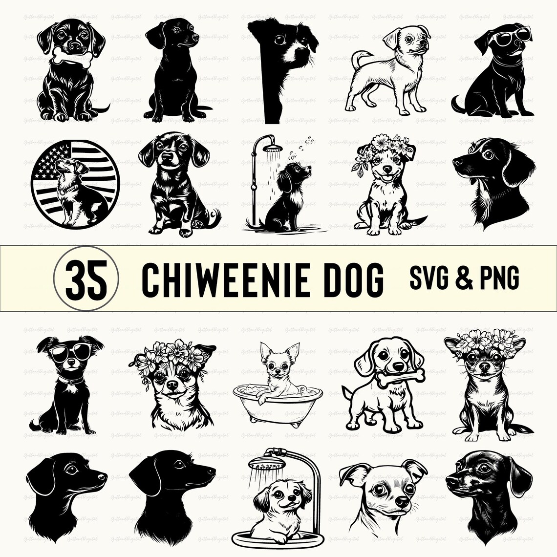Chiweenie Dog Svg Bundle, Chiweenie Dog Silhouette, Chiweenie Dog ...