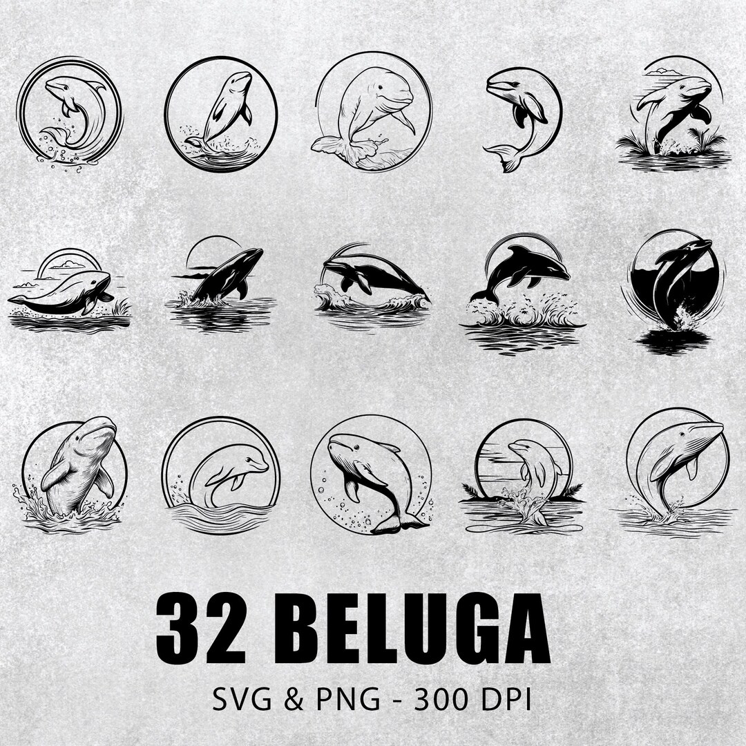 Beluga Svg Png Bundle, Beluga Clipart, Beluga Silhouette, Beluga Vector ...