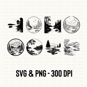 River Scene SVG Bundle: Silhouette Clipart Designs (PNG) - Etsy